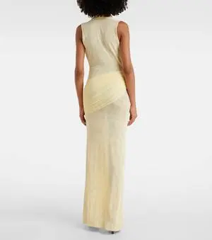 David Koma Sleeveless Semi-sheer Draped Gown - Yellow