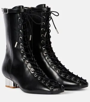 GANNI Lace-up Ankle Boots - Black