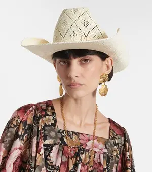 Ruslan Baginskiy Logo Straw Cowboy Hat - White