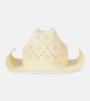 Ruslan Baginskiy Logo Straw Cowboy Hat - White