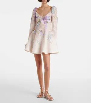 Zimmermann Dawning Floral Linen Minidress