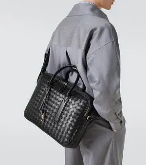 Bottega Veneta Intrecciato Leather Briefcase - Black