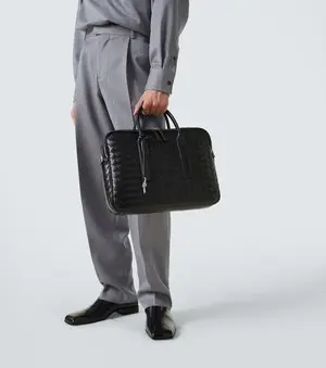 Bottega Veneta Intrecciato Leather Briefcase - Black