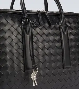 Bottega Veneta Intrecciato Leather Briefcase - Black