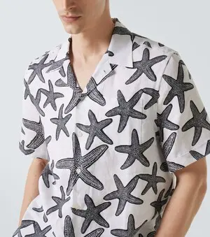 Vilebrequin Printed Linen Bowling Shirt - White