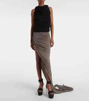 Rick Owens Edfu Cotton Maxi Skirt - Grey