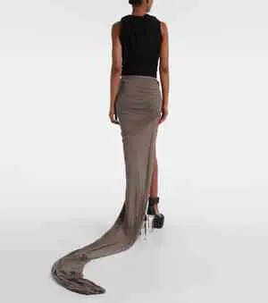 Rick Owens Edfu Cotton Maxi Skirt - Grey