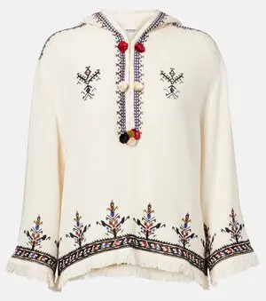 MARANT ETOILE Kameya Embroidered Hooded Top - White