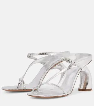 Dries Van Noten Metallic Patent Leather Mules