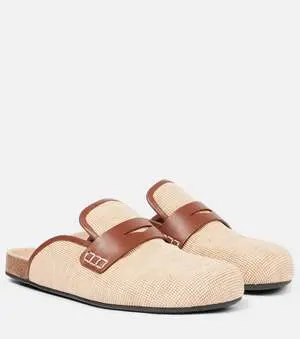 JW Anderson Leather-trimmed Mules - Beige