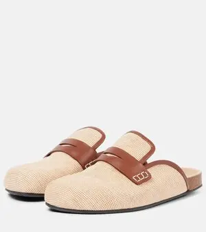 JW Anderson Leather-trimmed Mules - Beige