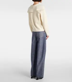 Bottega Veneta Cotton Blend Sweater With Shawl Collar - White
