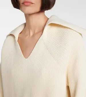Bottega Veneta Cotton Blend Sweater With Shawl Collar - White