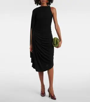 Bottega Veneta Embellished Draped Midi Dress - Black