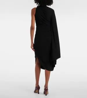 Bottega Veneta Embellished Draped Midi Dress - Black