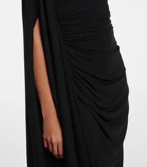 Bottega Veneta Embellished Draped Midi Dress - Black