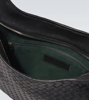 Bottega Veneta Intrecciato Leather Messenger Bag - Black