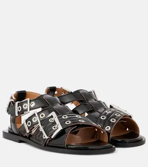 GANNI Buckle-detail Sandals - Black