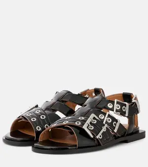 GANNI Buckle-detail Sandals - Black