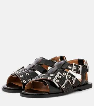GANNI Buckle-detail Sandals - Black