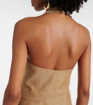 Max Mara Sauro Open-back Linen Vest - Beige