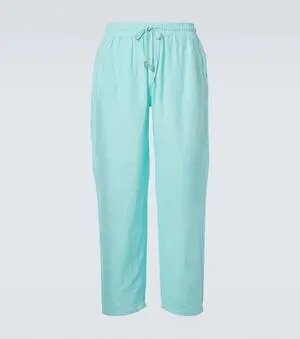 Vilebrequin Linen Wide-leg Pants - Blue