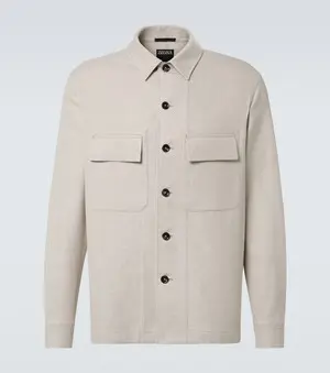 Zegna Linen, Wool, And Silk-blend Overshirt - Brown