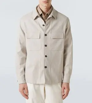 Zegna Linen, Wool, And Silk-blend Overshirt - Brown