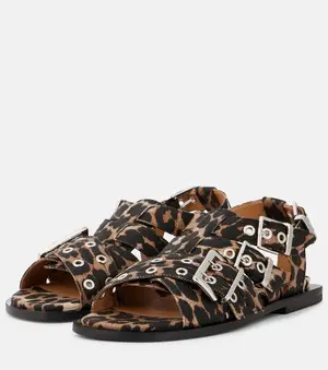 GANNI Leopard-print Buckled Sandals