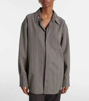 Bottega Veneta Embellished Striped Wool Shirt
