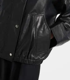 RÓHE Leather Bomber Jacket - Black