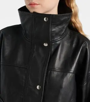 RÓHE Leather Bomber Jacket - Black
