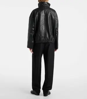 RÓHE Leather Bomber Jacket - Black