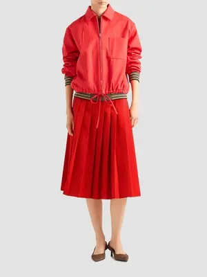 Prada Pleated Gabardine Midi-skirt
