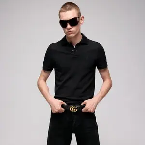 Gucci Gg Marmont Belt With Shiny Buckle - Black