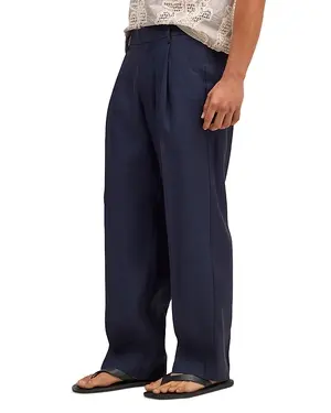 Nn07 Kay Relaxed Fit Pleated Cotton Pants - Deep Navy