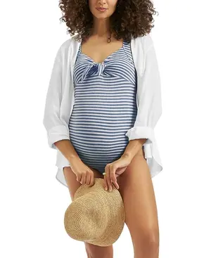 RIPE MATERNITY Dune Stripe One Piece - Blue