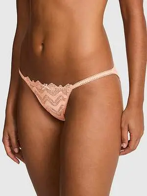 Pink Lace String Bikini Panty - Orange