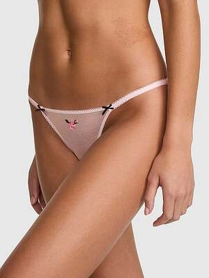 Pink Lace String Bikini Panty - Pink