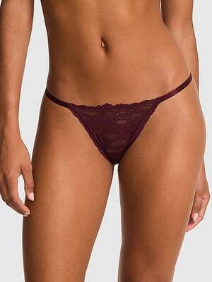 Pink Lace String Bikini Panty - Purple