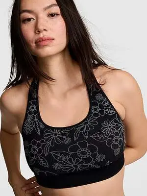 Pink Seamless Reversible Sports Bra - Black