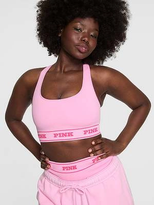 Pink Seamless Reversible Sports Bra - Pink