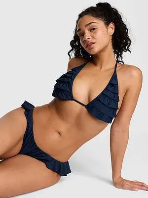 Pink Reversible Triangle String Bikini Top - Blue