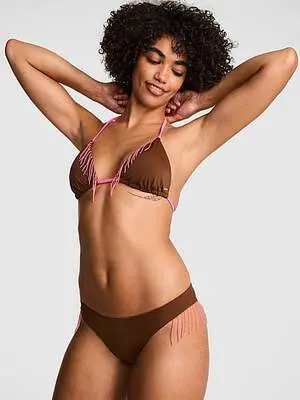 Pink Reversible Triangle String Bikini Top - Brown