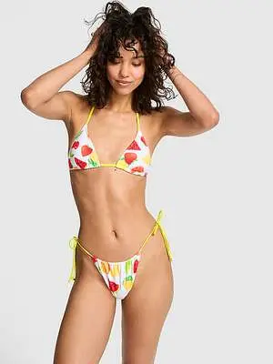 Pink Triangle String Bikini Top - Print