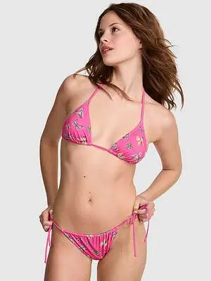 Pink Triangle String Bikini Top - Print