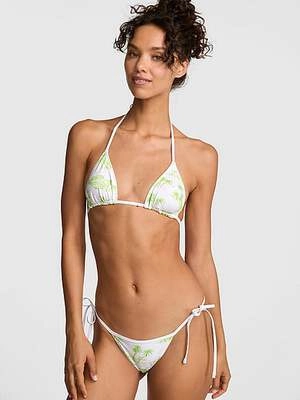 Pink Triangle String Bikini Top - Print