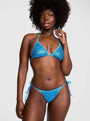 Pink Triangle String Bikini Top - Print