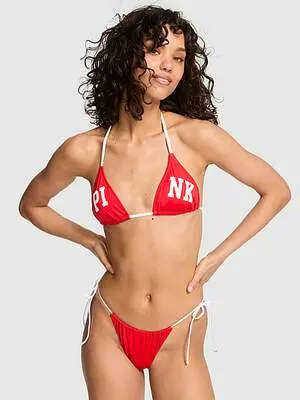 Pink Triangle String Bikini Top Red