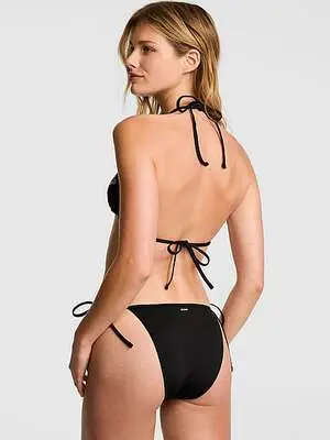 Pink PINK Side-tie Cheeky Bikini Bottom Black